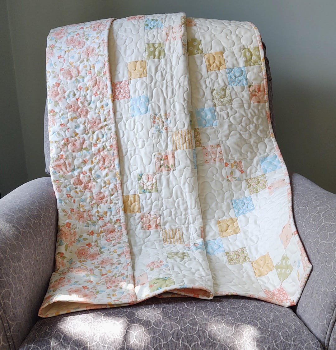 Handmade Patchwork Baby Quilt: Floral Irish Chain Pattern, 42" X 42" - Etsy