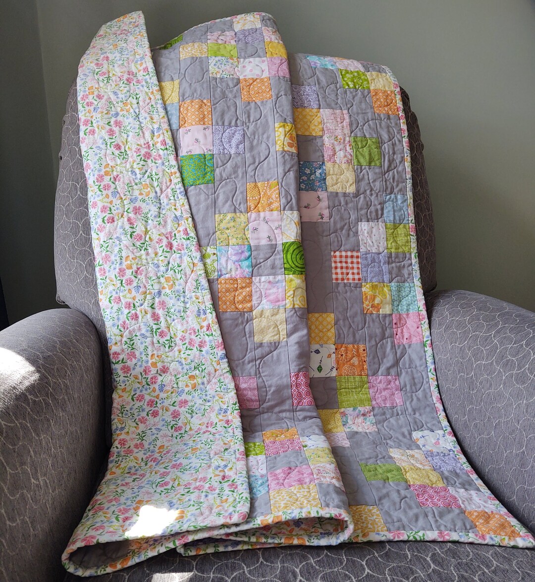 Handmade Patchwork Baby Quilt, Quilted Baby Play Mat, Lap Quilt ...