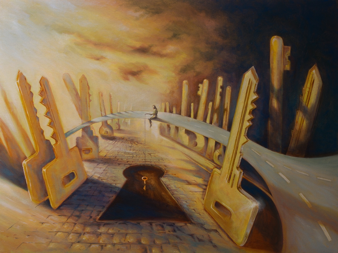 Surreal Painting City of Keys Dreamy Art Pop Surrealism Original Art - Etsy