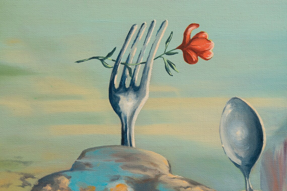 Surreal Painting Dreamy Art Pop Surrealism Original Art-fork, Spoon ...