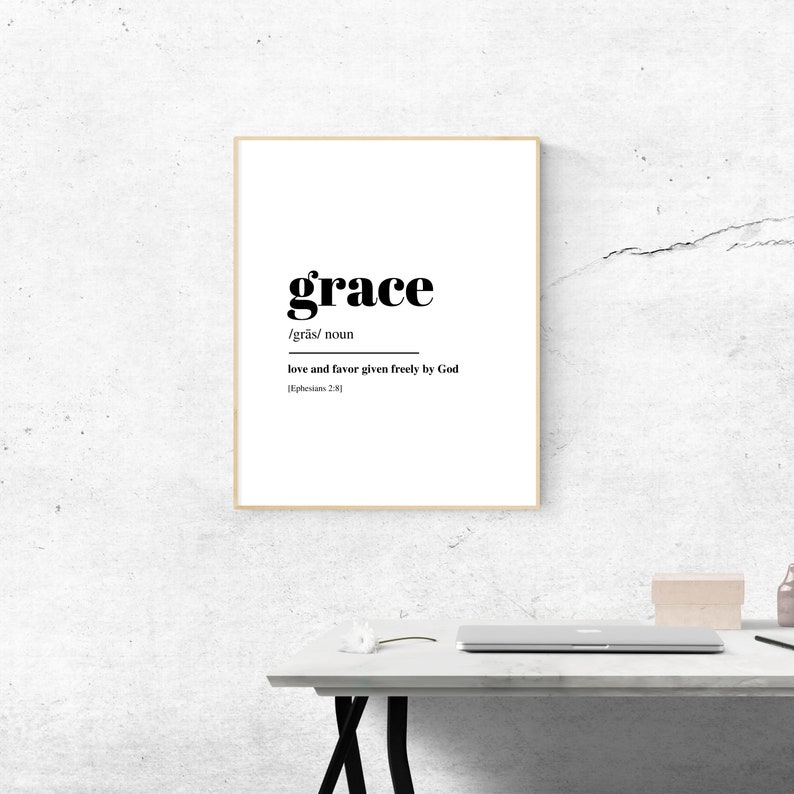 Grace Definition Print / Bible Verse Scripture / Christian Art Print ...