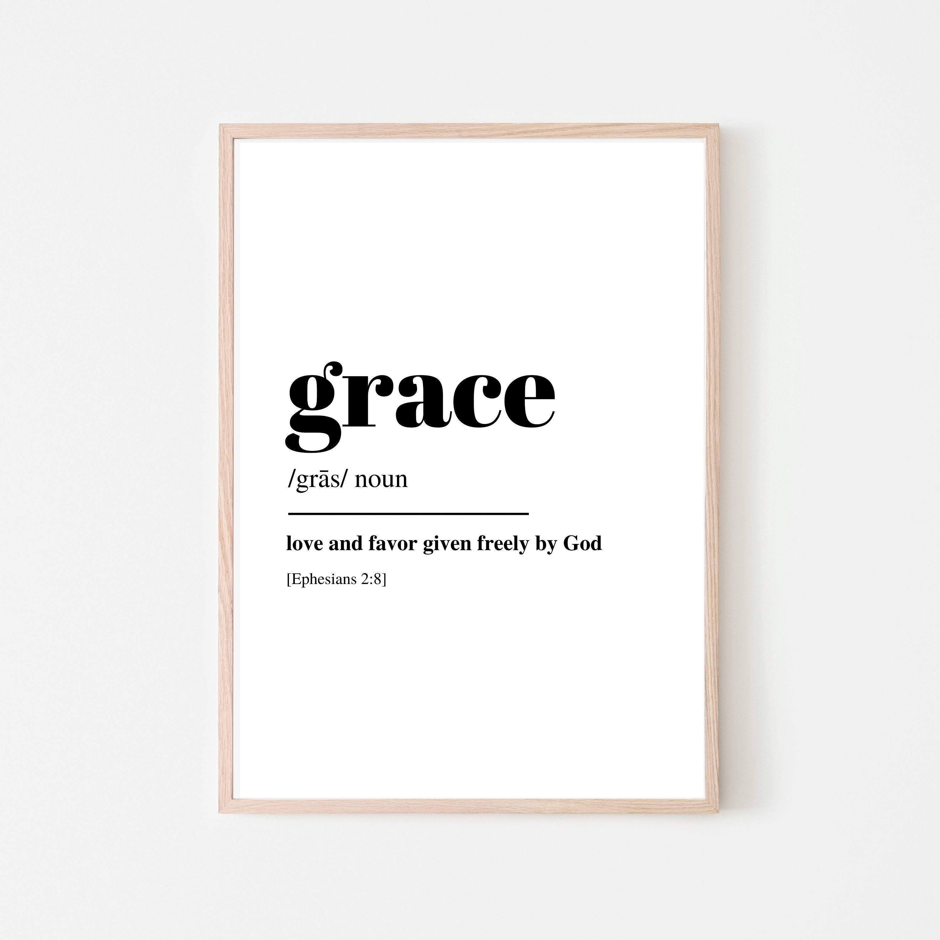 Grace Definition Print Bible Verse Scripture Christian Art Etsy My