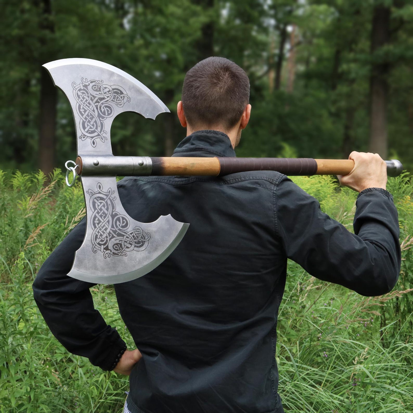 Huge Viking Axe | Celtic Style Battle Axe | Steel Head & Leather ...