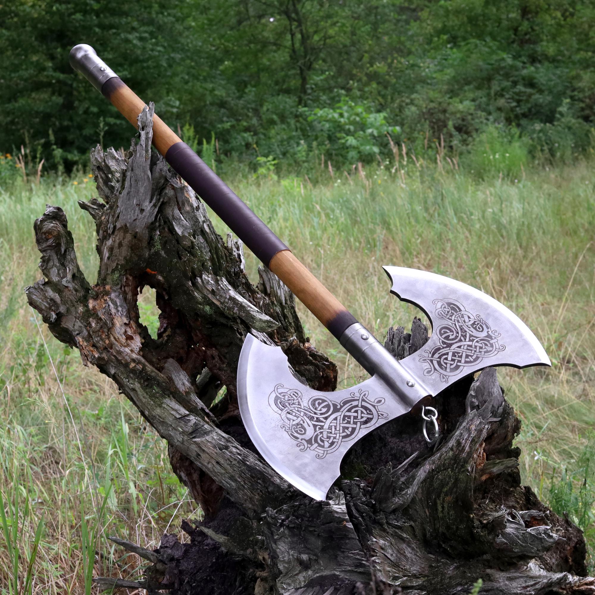Huge Viking Axe | Celtic Style Battle Axe | Steel Head & Leather ...