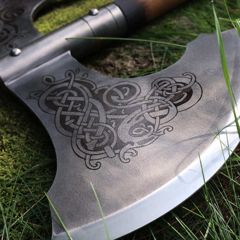 Huge Viking Axe | Celtic Style Battle Axe | Steel Head & Leather ...