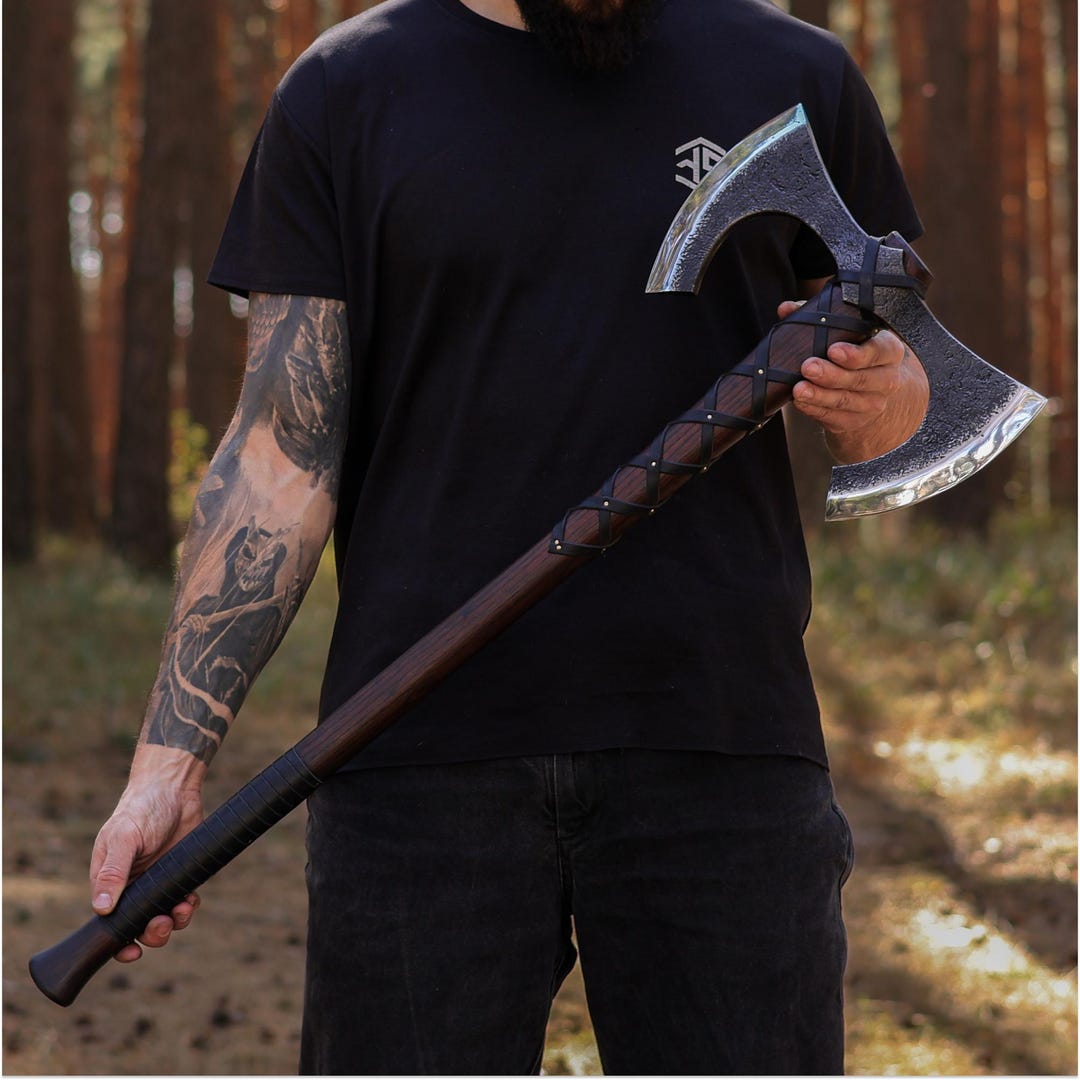 Double Blade Axe Premium Forged Steel With Custom Engraving - Etsy