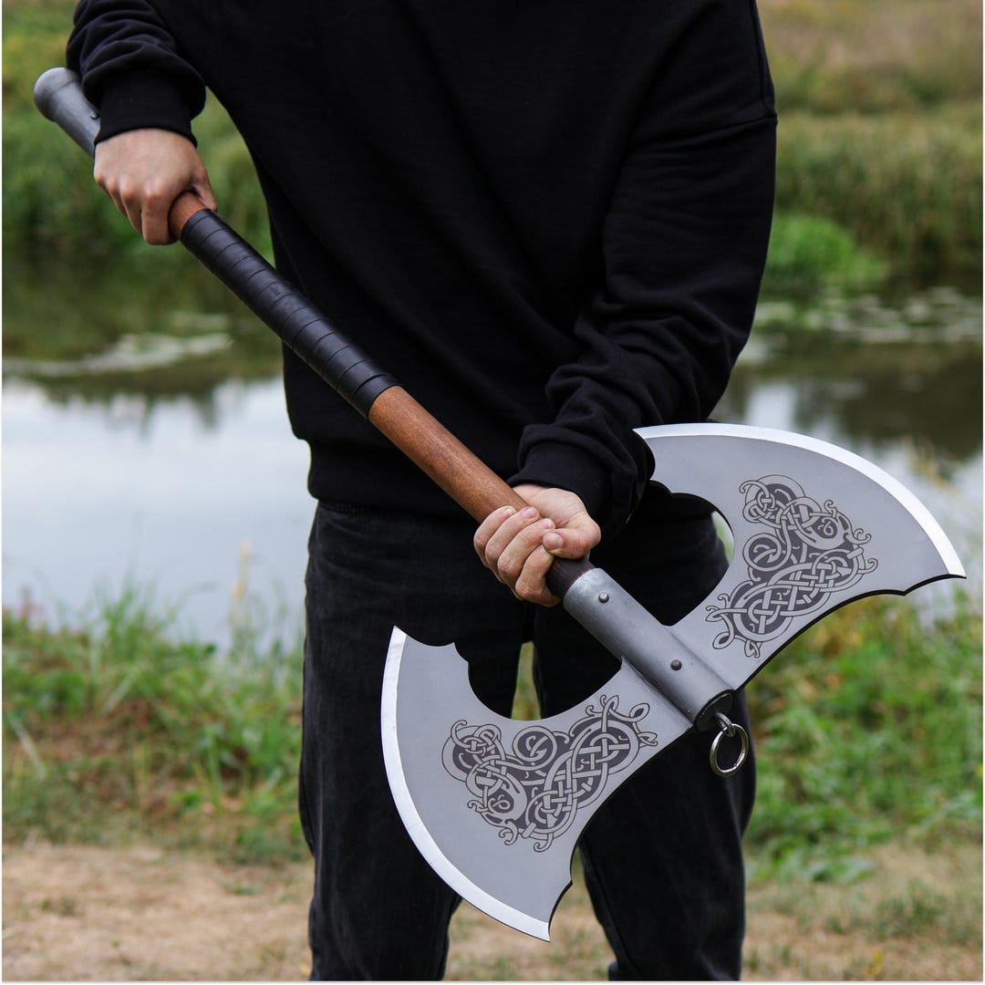 Large Double-blade Axe Customizable Viking-inspired Design - Etsy