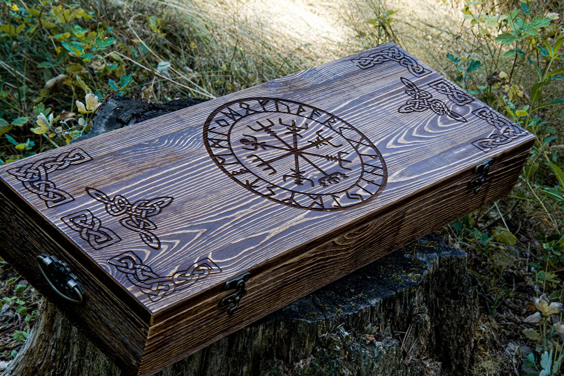 Runic wooden box viking gift gift box personalized gift | Etsy