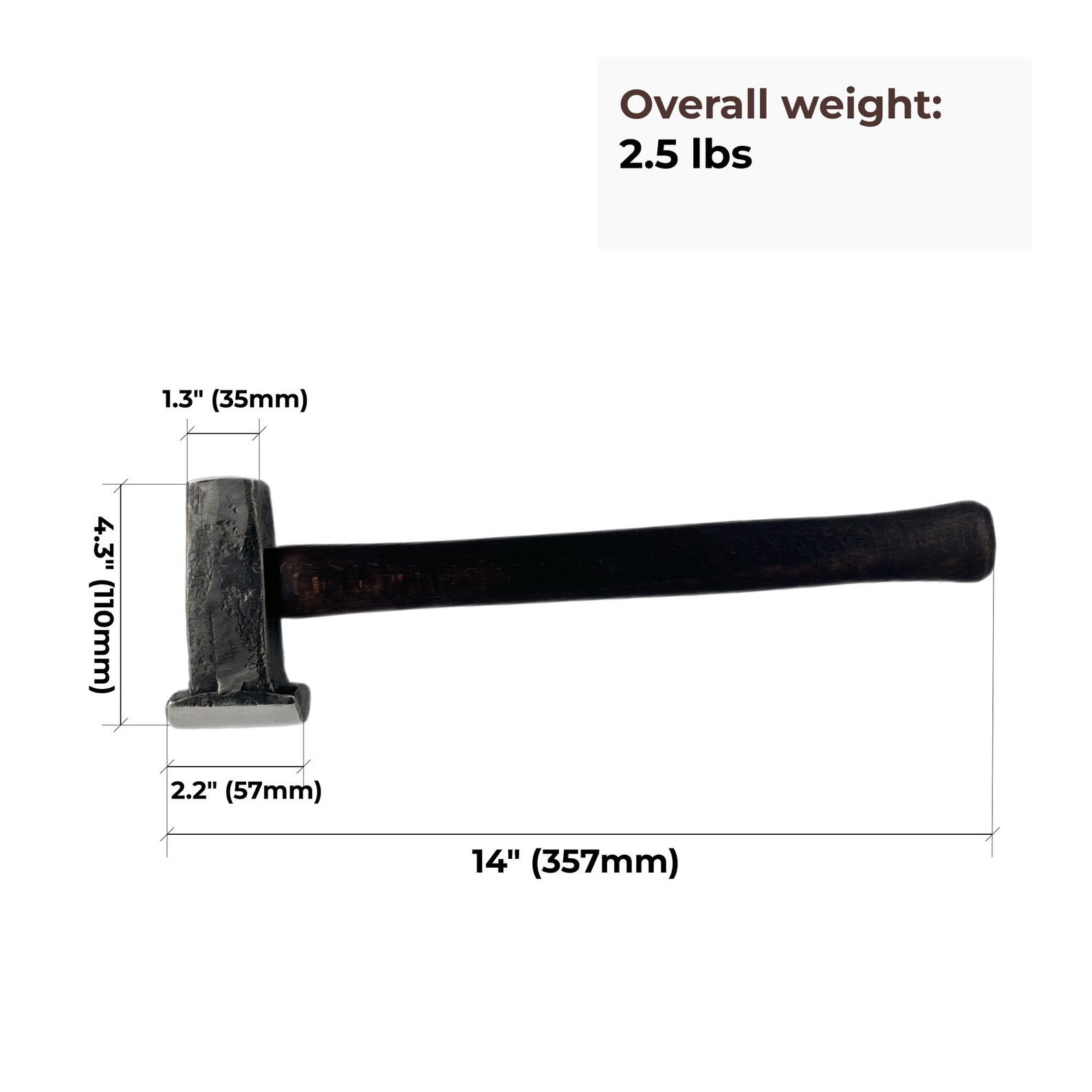 Handmade Top Fuller Hammer for Blacksmiths: 2.5lbs Forged C80W2 Steel ...