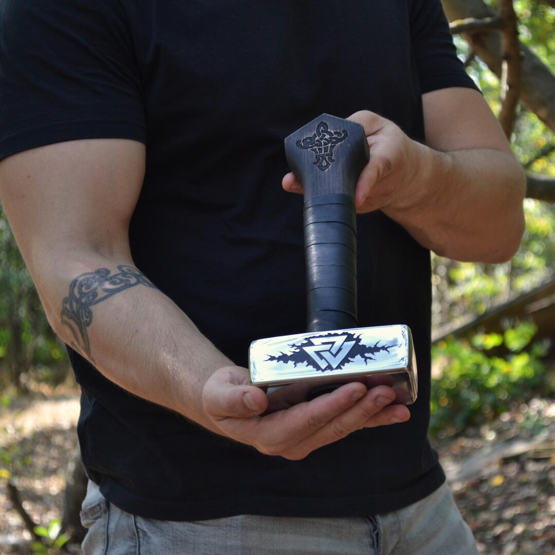 Viking Hammer With Personalized Engraving Leather-wrapped Ash Handle - Etsy