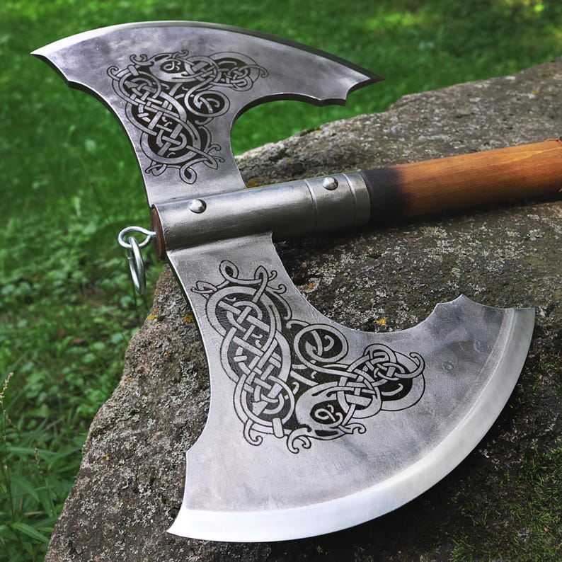 Huge Viking Axe | Celtic Style Battle Axe | Steel Head & Leather ...