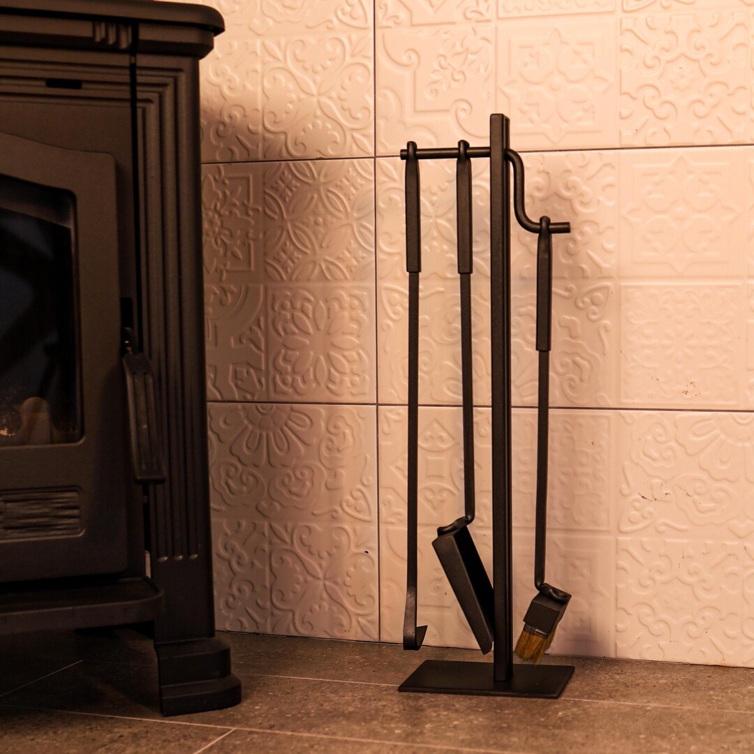 Compact Fireplace Tool Set – Stylish Stand With Broom, Shovel, and ...