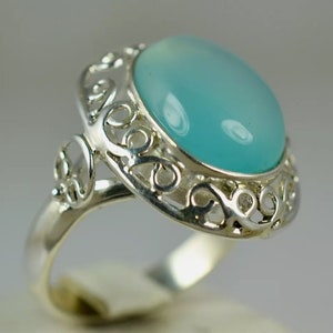 Chalcedony Silver Ring 925 Solid Sterling Silver Ring Handmade - Etsy