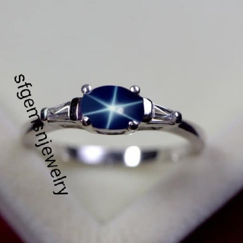 Very Unique Lindy Blue Star Ring for Women's Blue Sapphire - Etsy