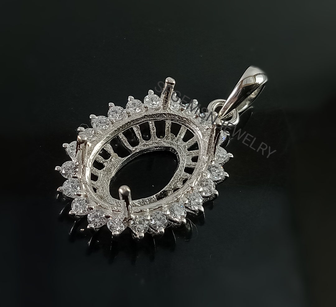 10X14MM Oval Mount Pendant- 925 Sterling Silver Pendant-prong Setting ...