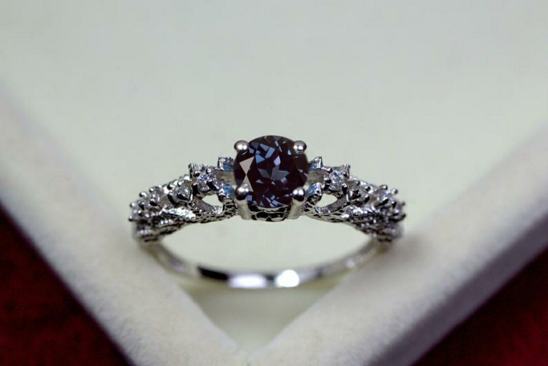 Alexandrite Ring Sterling Silver Ring June Birthstone Ring | Etsy