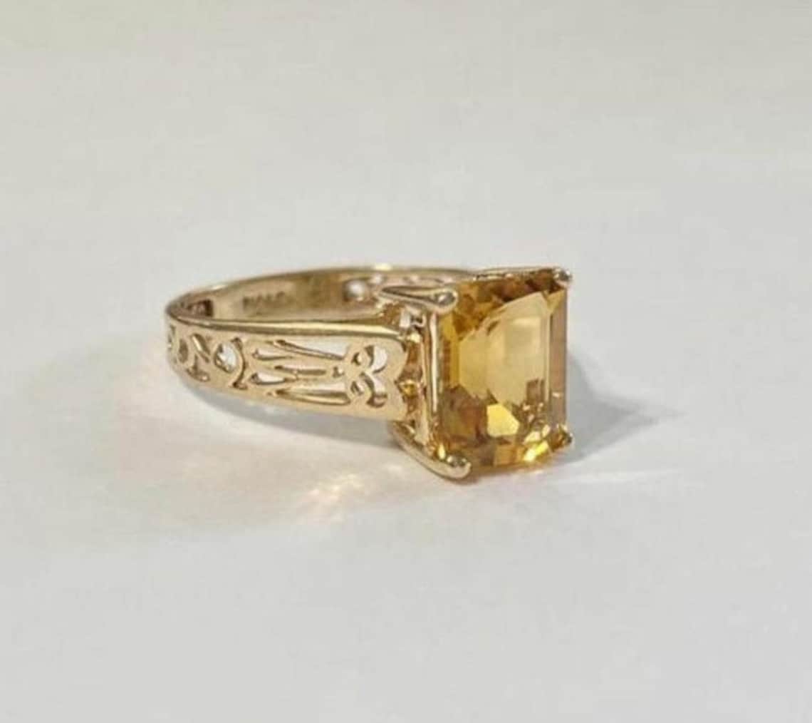 Genuine Yellow Topaz Ring-november Birthstone Ring-yellow - Etsy
