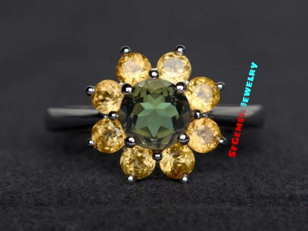 Zultanite & Golden Topaz Ring-zultanite Diaspore Colors Change Ring ...