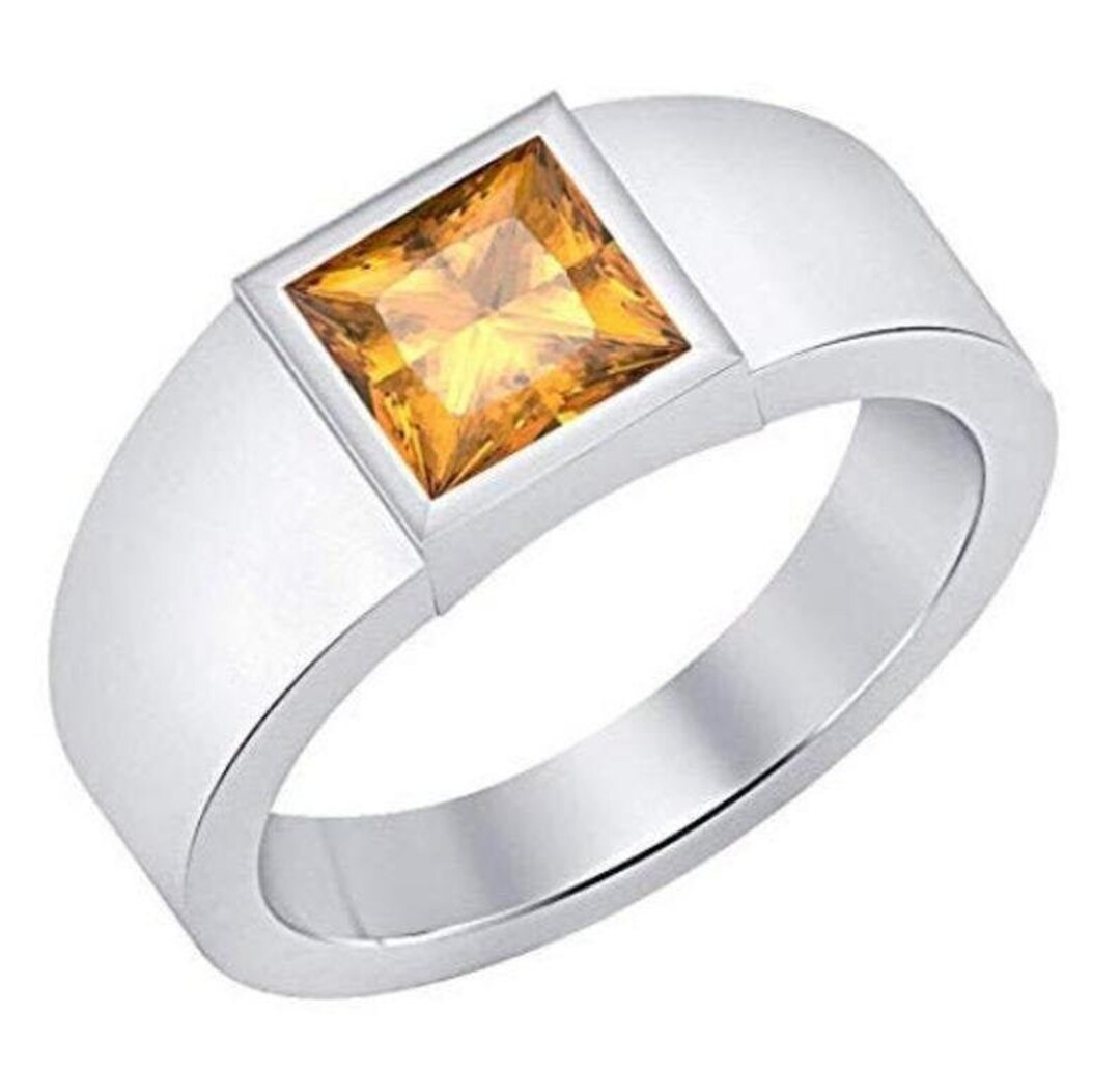 Golden Topaz Ring for Men in Sterling Silver-yellow Gemstone - Etsy