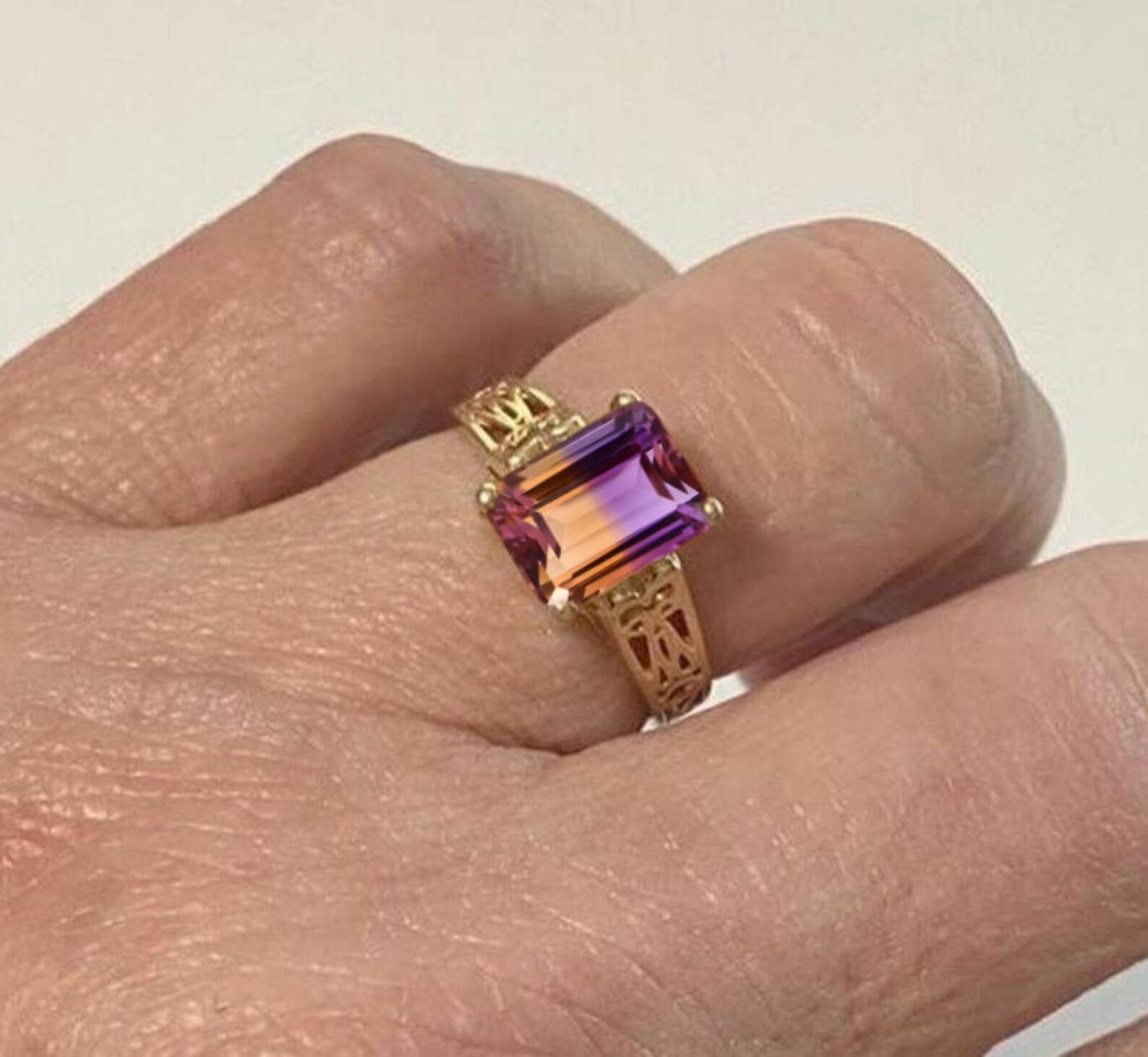 Bio Color Ametrine Ring for Women, 925 Sterling Silver Ring, Promise ...