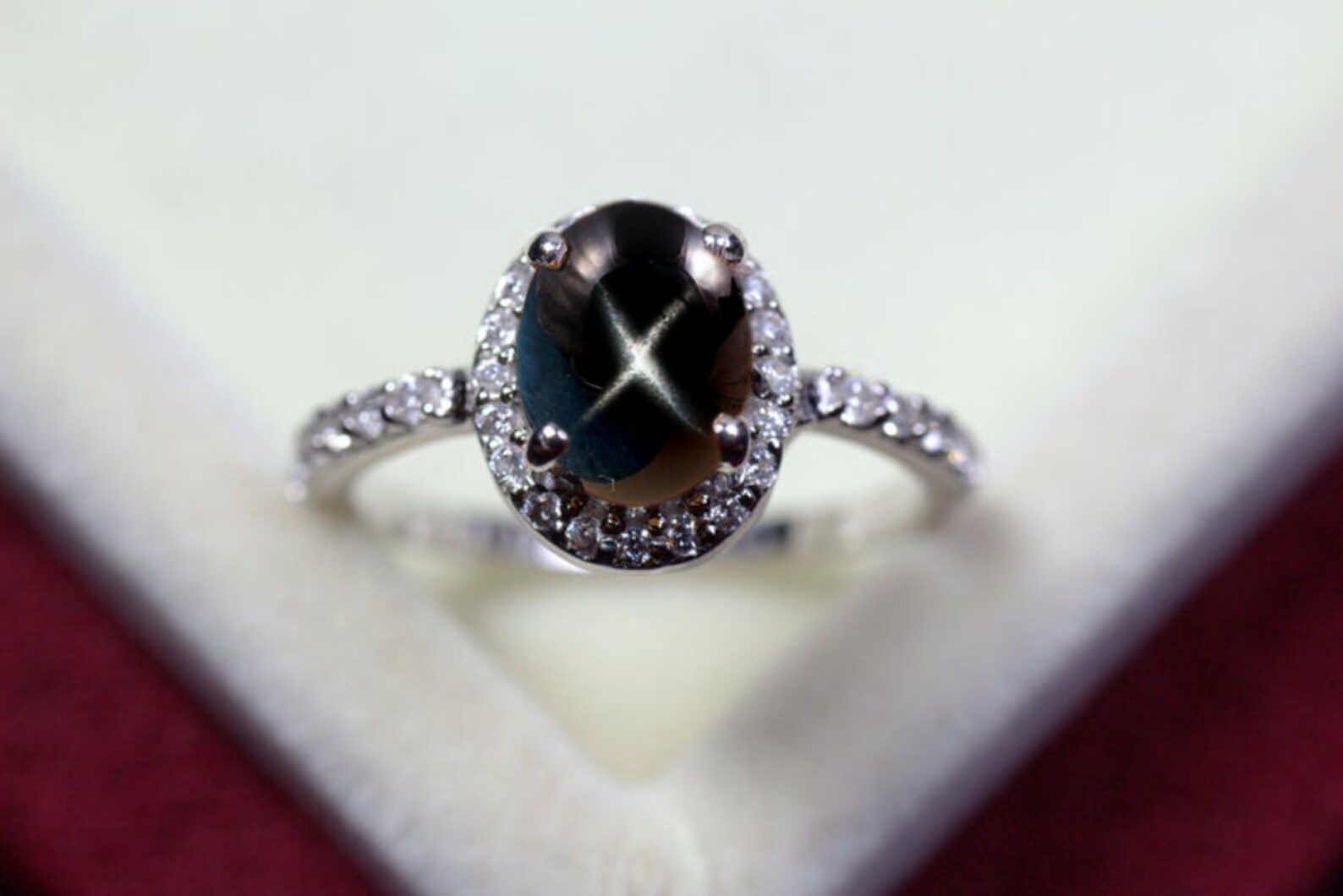 Rare Black Star Sapphire Ring 925 Sterling Silver Lindy Star | Etsy