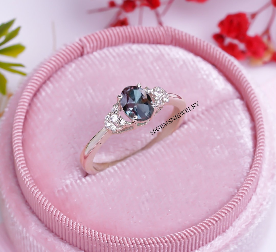 Ring Lab Alexandrite Wedding Ring Color Changing Gemstone June ...