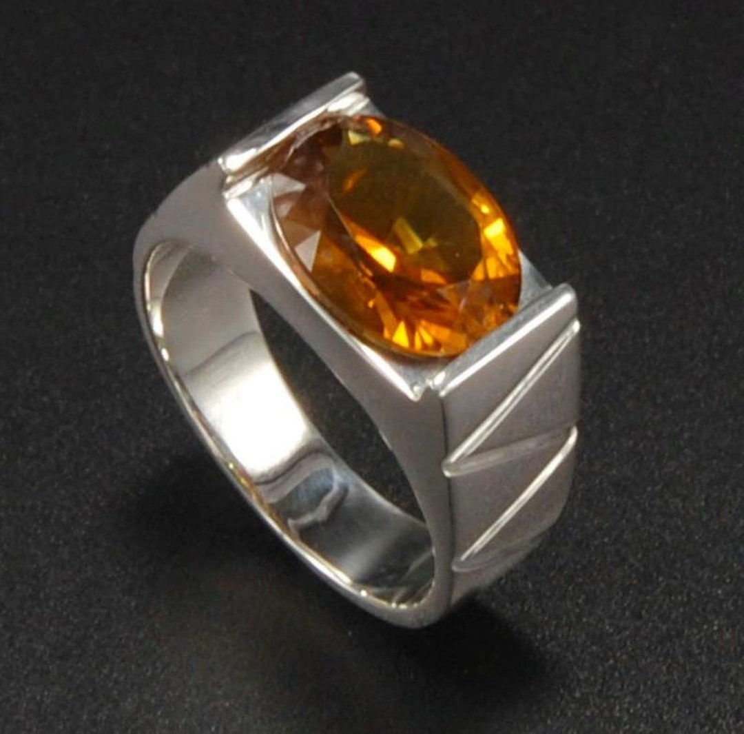 Yellow Topaz Ring-men Golden Topaz Ring-yellow Gems Ring-925 - Etsy