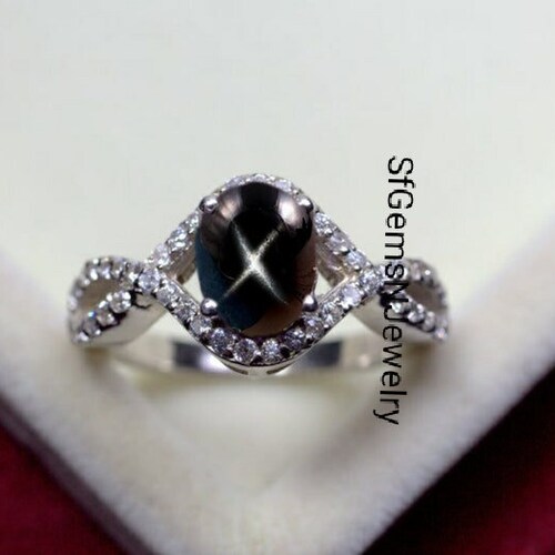Natural Black Star Sapphire Ring925 Sterling - Etsy