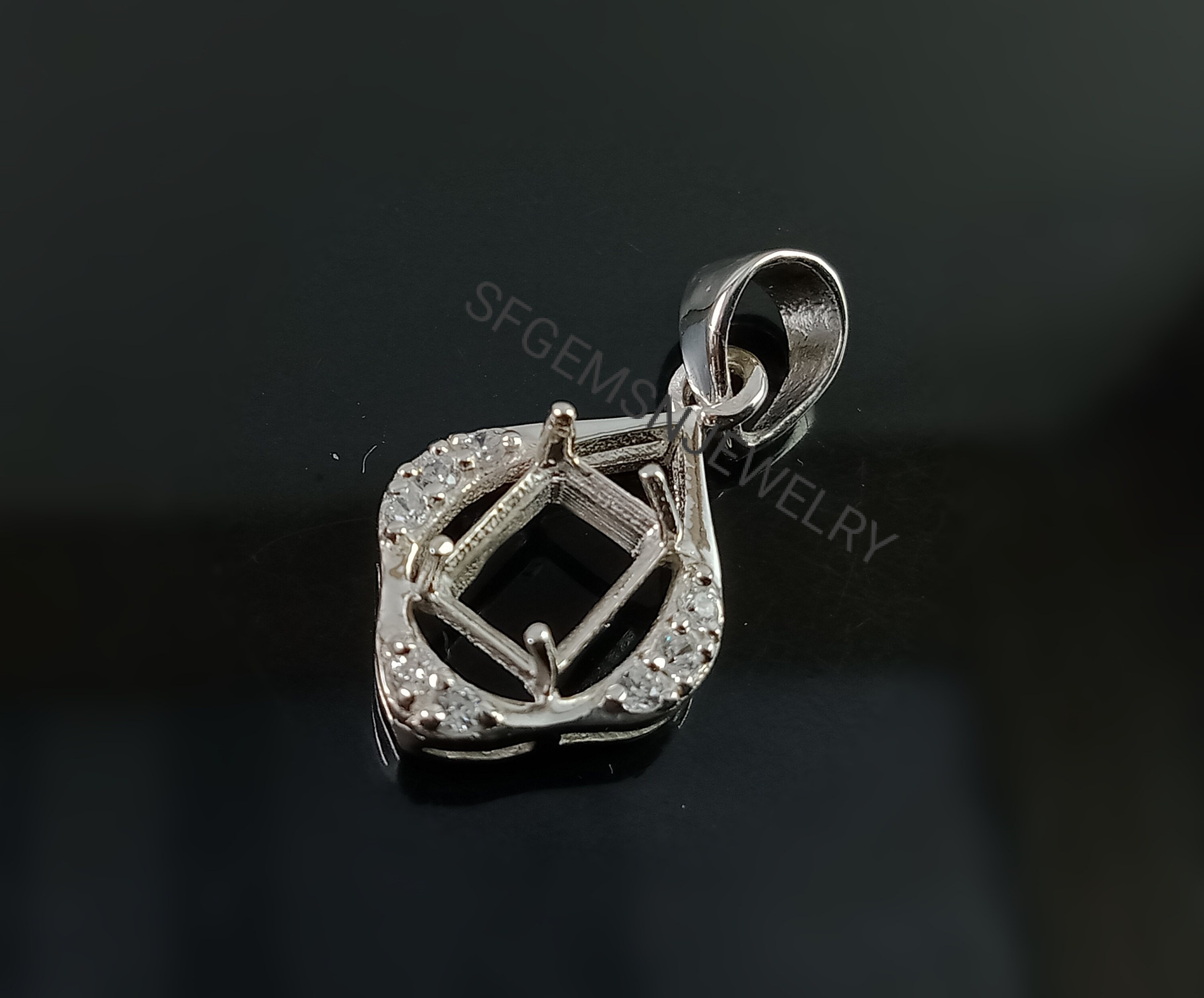 Prong Setting for Stone Size 7X5MM Rectangle Pendant Semi - Etsy