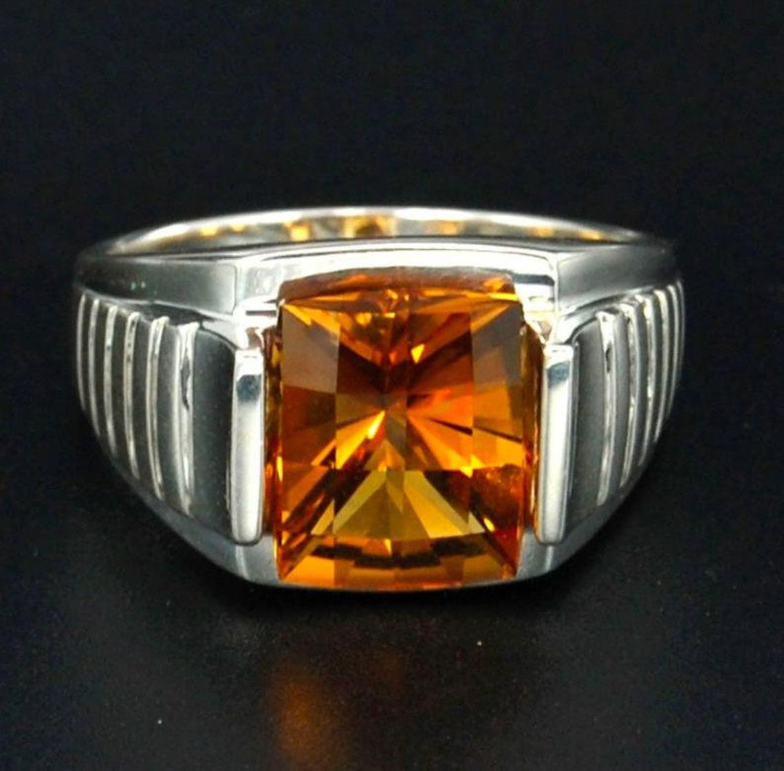 Yellow Topaz Ring-men Golden Topaz Ring-yellow Gems Ring-925 | Etsy