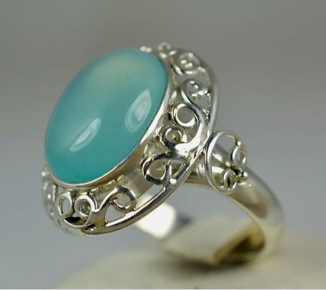 Chalcedony Silver Ring 925 Solid Sterling Silver Ring Handmade - Etsy