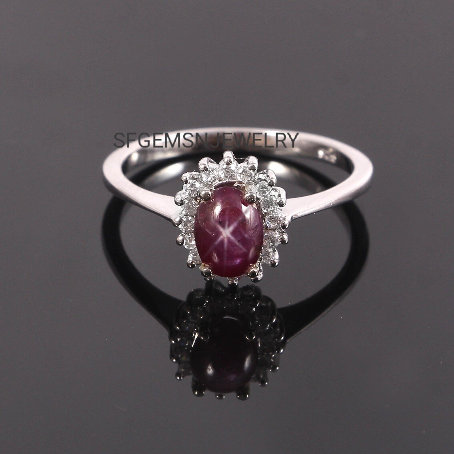 Star Ruby Ring-Sterling silver Ruby Ring-Engagement Ruby | Etsy