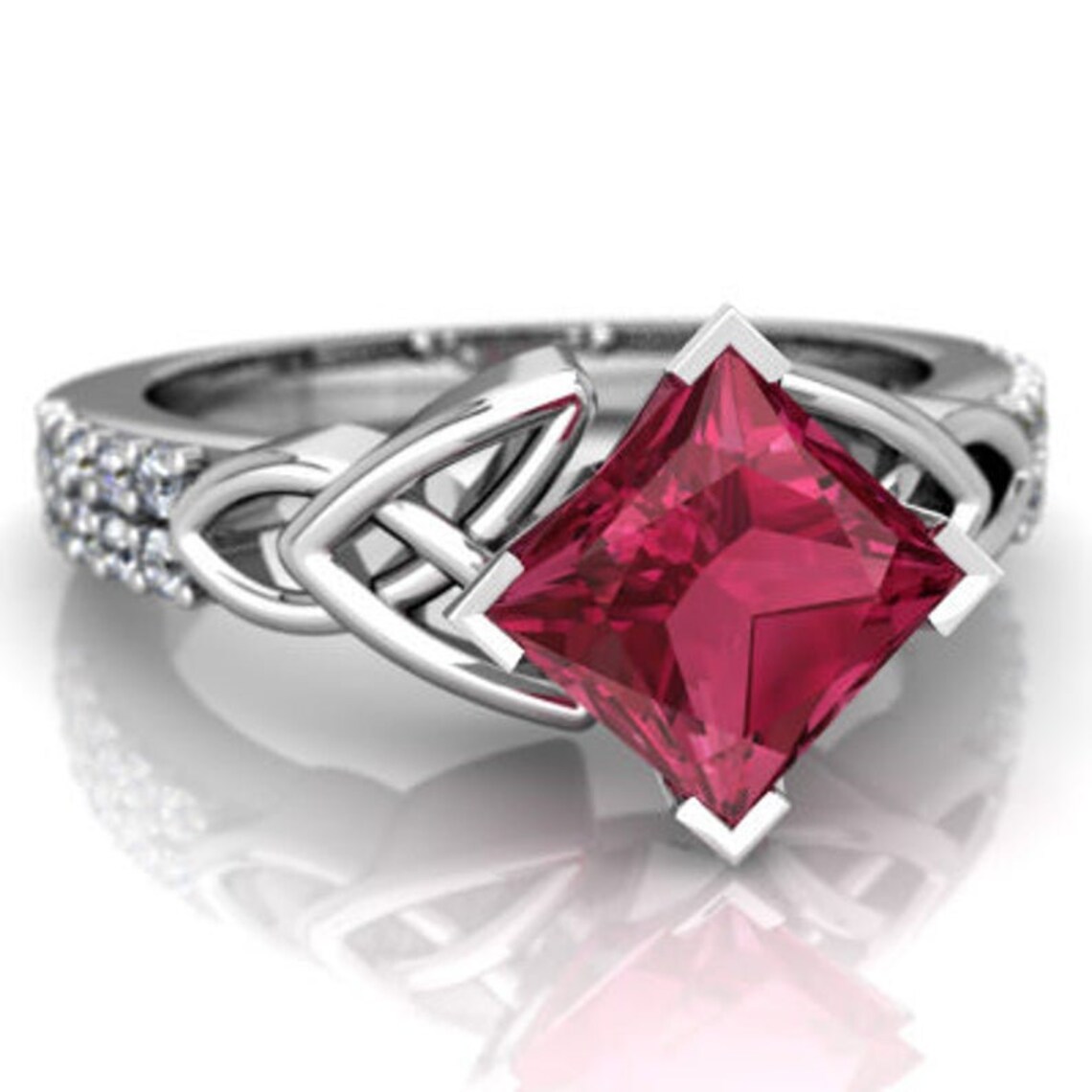 Genuine Lab Grown Ruby Ring Ruby Engagement Rings Princess - Etsy UK