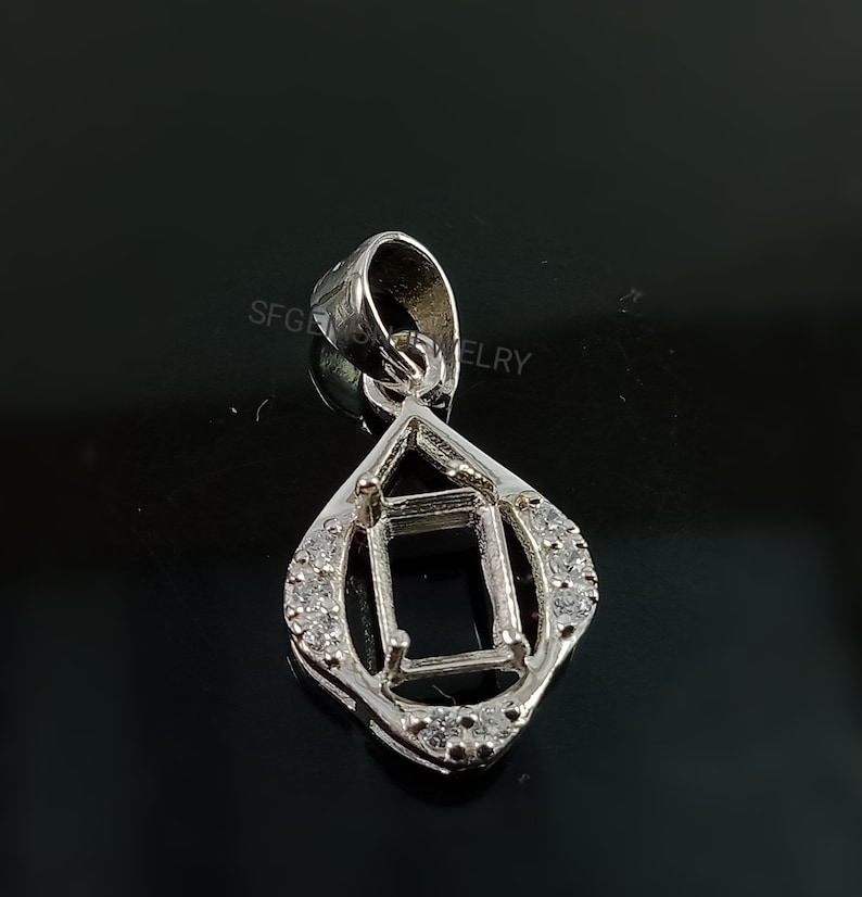 Prong Setting for Stone Size 7X5MM Rectangle Pendant Semi - Etsy