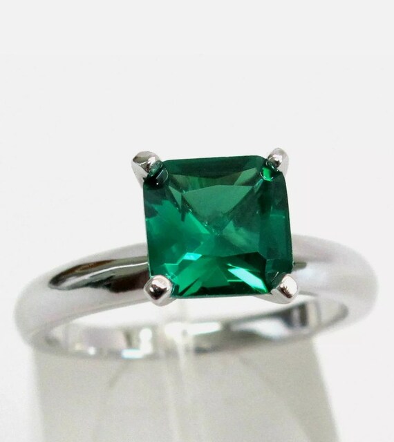 Princess Cut Emerald Ring Engagement Ring May Birthstone Green | Etsy