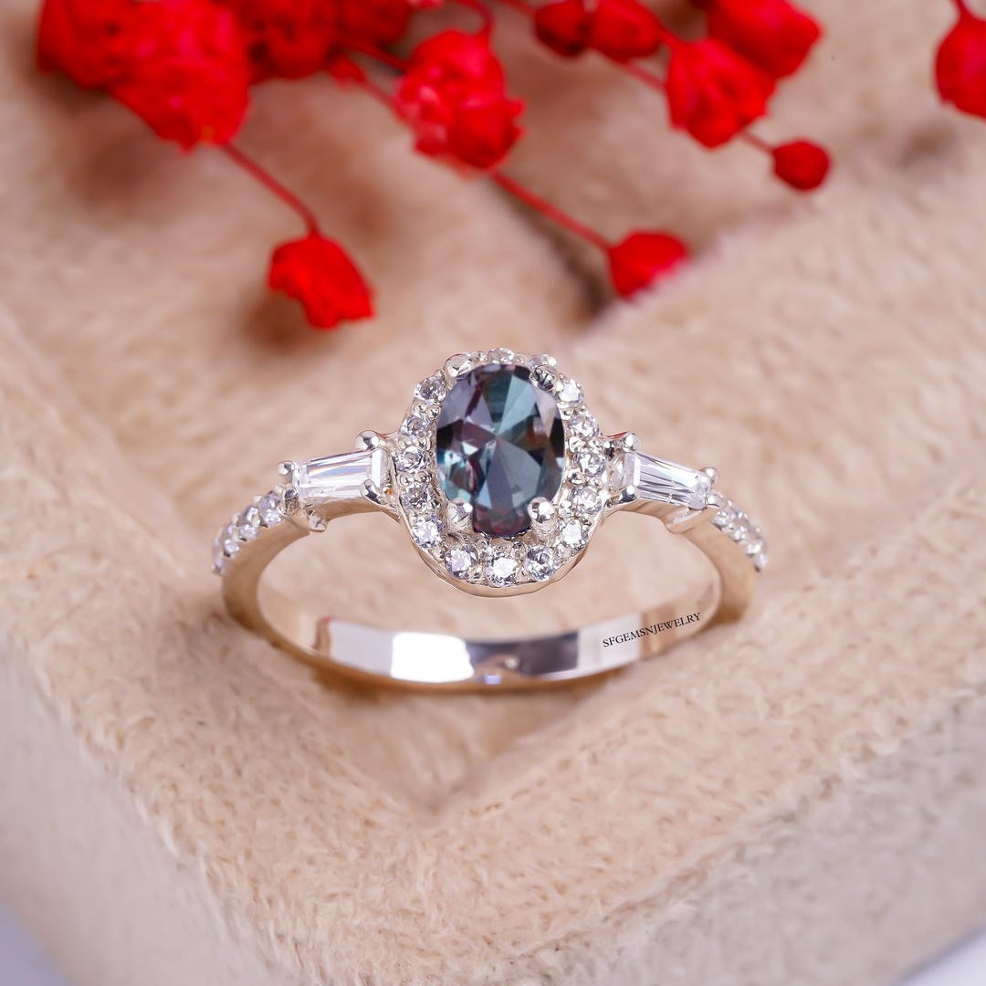 Vintage Alexandrite Ring, June Birthstone Ring, 925 Sterling Silver ...