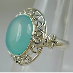 Chalcedony Silver Ring 925 Solid Sterling Silver Ring Handmade - Etsy