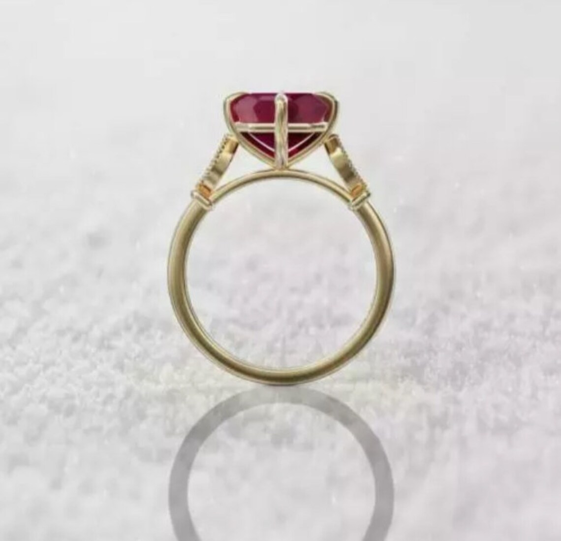 Lab Ruby Ring Emerald Cut Gemstone Ring July Birthstone Ring - Etsy