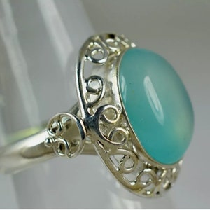 Chalcedony Silver Ring 925 Solid Sterling Silver Ring Handmade - Etsy