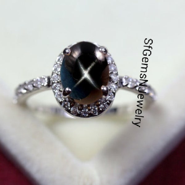 Black Star Sapphire Ring - Etsy