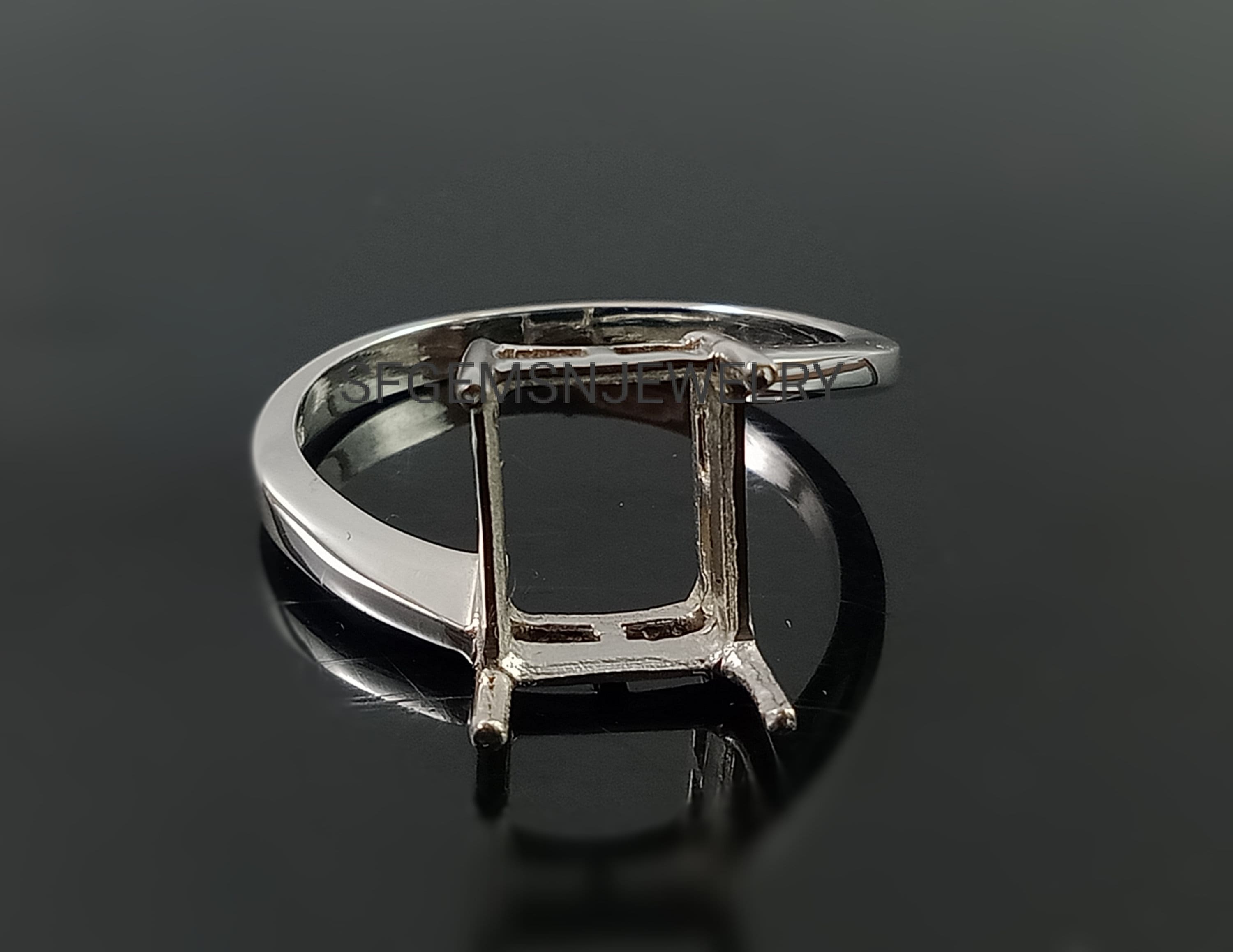 925 Silver Semi Mount Ring-8x10mm Rectangle Semi Mount - Etsy UK