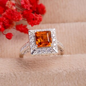 Princess Cut Yellow Topaz Ring-november Birthstone Ring-golden Topaz ...