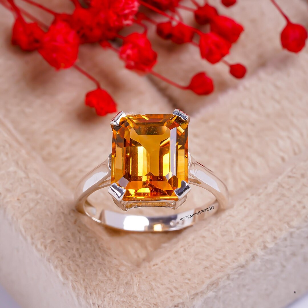 Fine Yellow Topaz Ring-november Birthstone Ring-yellow Gemstone-golden ...