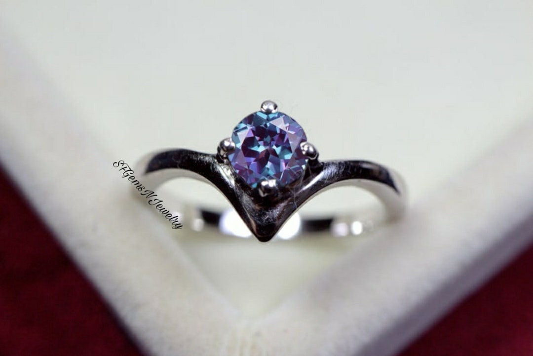 Women Alexandrite Ring Teal Purple Alexandrite Sterling - Etsy