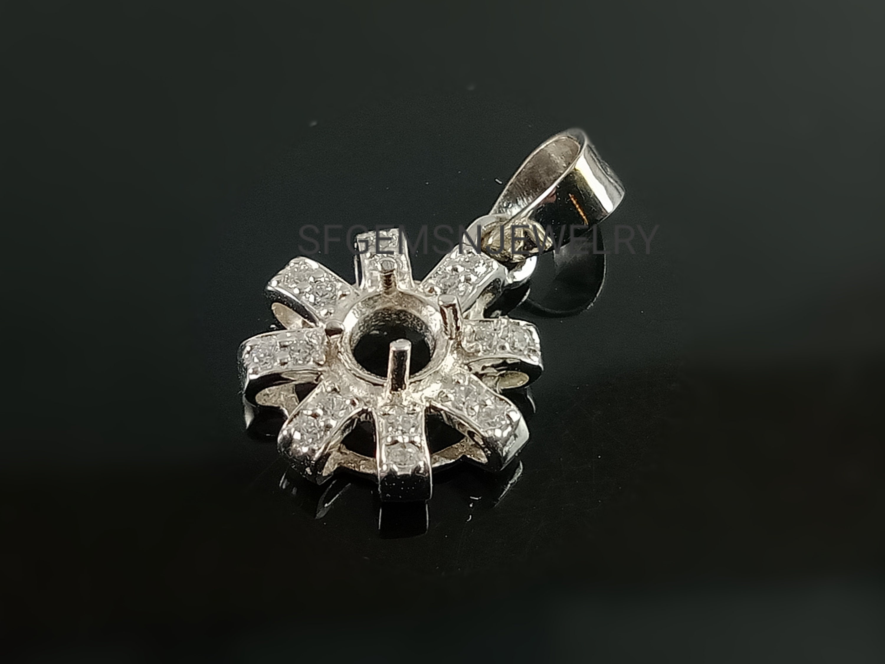 4X4MM Round Mount Pendant Semi Mount Pendant 925 Sterling | Etsy