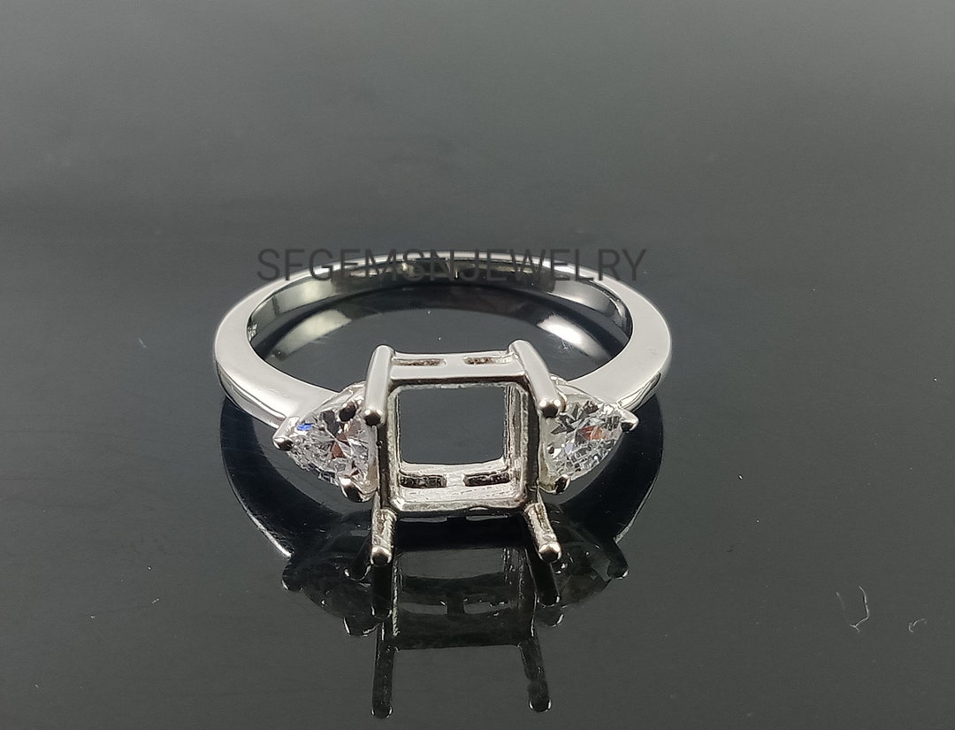 925 Silver Semi Mount Ring-7mm Square Semi Mount Ring-silver Mount Ring ...
