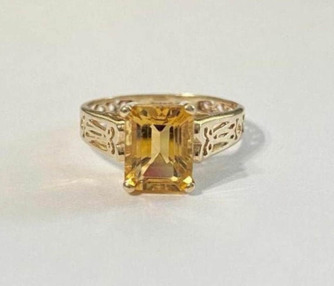 Genuine Yellow Topaz Ring-november Birthstone Ring-yellow | Etsy