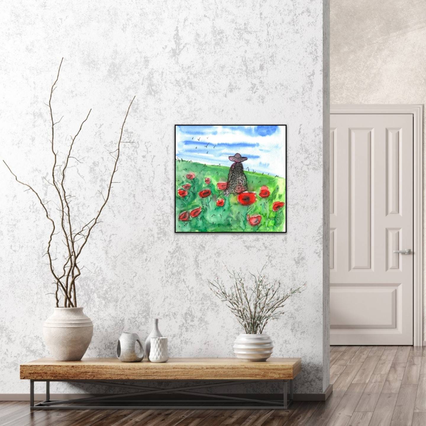 Poppy Field Print | Landscape Print | Nature Printable | Relaxing Art ...