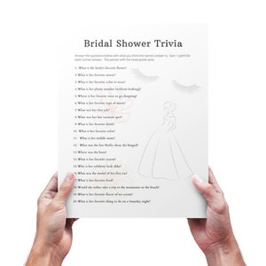 Bridal Shower Trivia Printable Quiz Game Digital Download - Etsy
