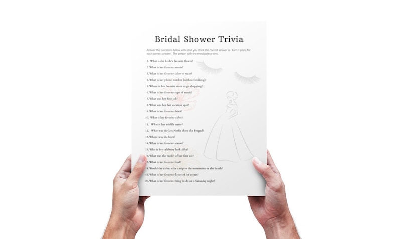 Bridal Shower Trivia Printable Quiz Game Digital Download - Etsy